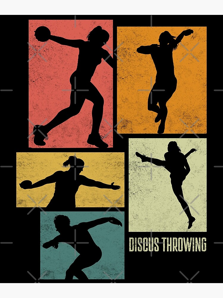 "Discus Throwing Discus Thrower Track and Field Silhouettes" Poster for ...