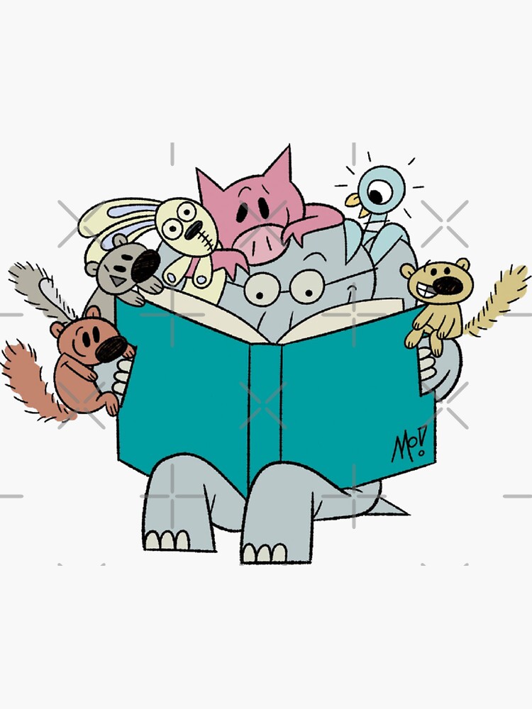 "Elephant and Piggie - Gerald and Piggie Reading" Sticker by shopfaya ...