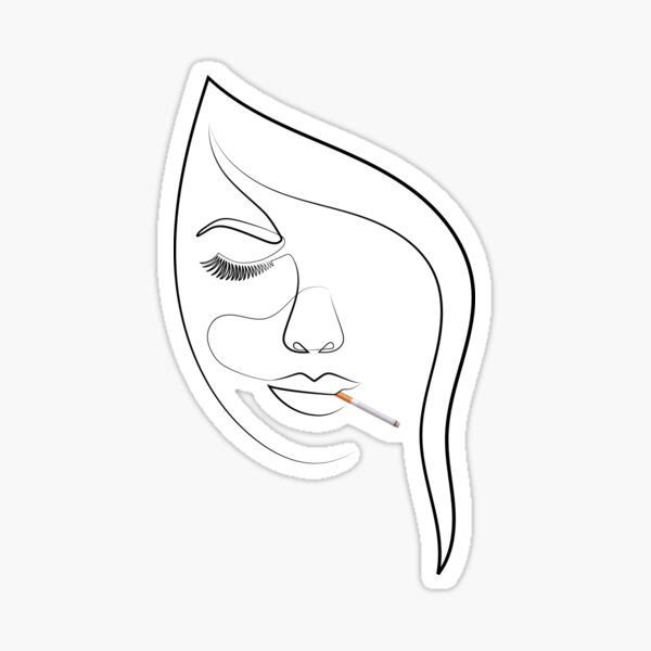 "One Line Art Woman Smoking | One Line Drawing | One Line Art" Sticker ...