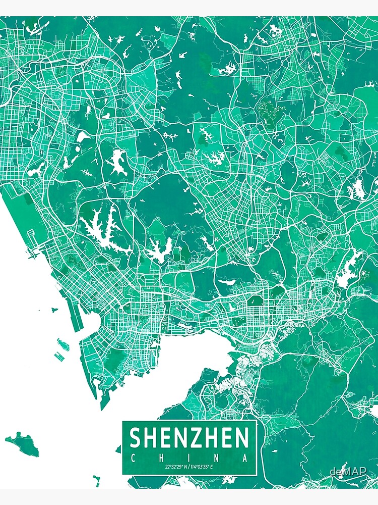 "Shenzhen City Map of China - Watercolor" Poster for Sale by deMAP ...