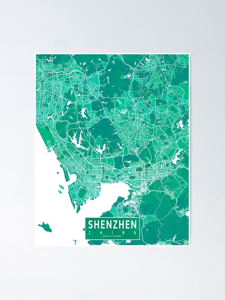 "Shenzhen City Map of China - Watercolor" Poster for Sale by deMAP ...