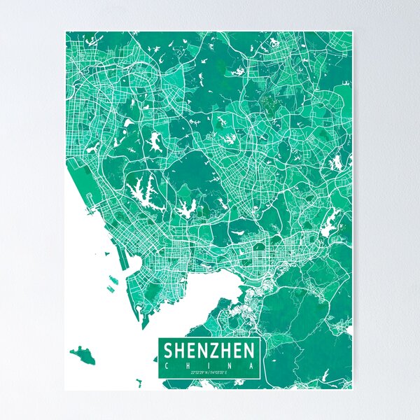 "Shenzhen City Map of China - Watercolor" Poster for Sale by deMAP ...