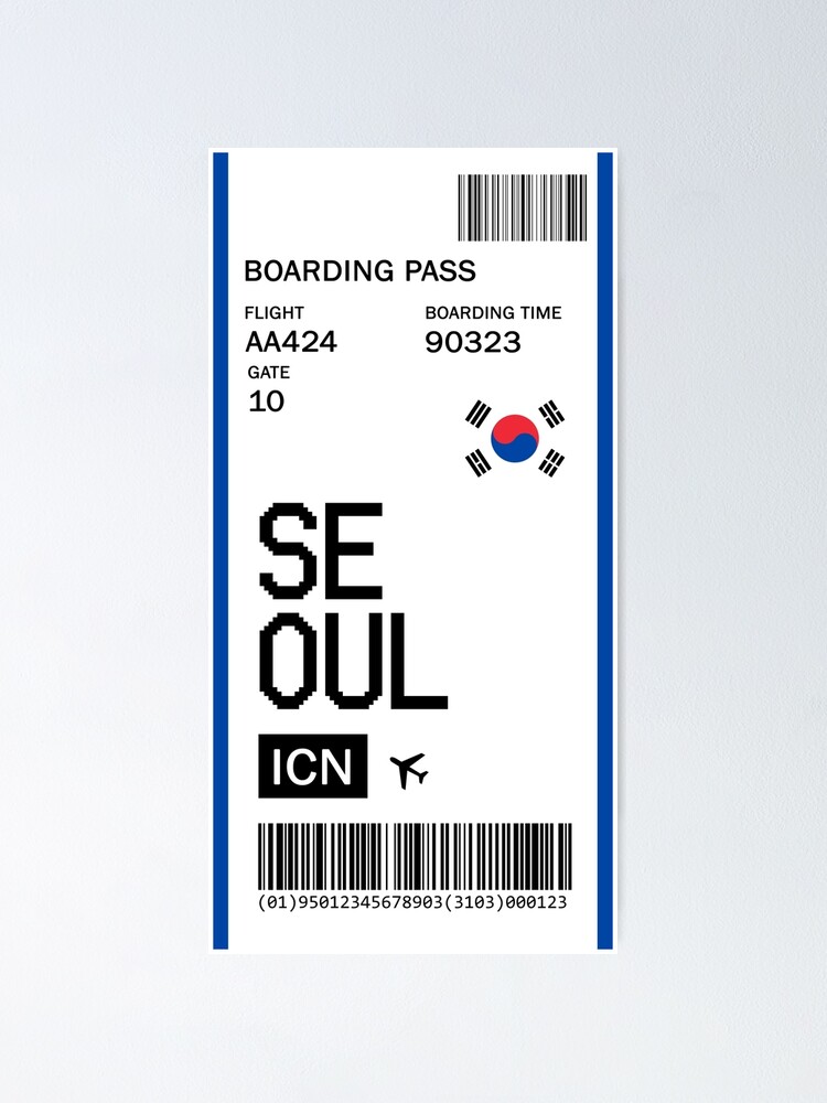 "Seoul Boarding Pass Ticket Airplane Airlane" Poster for Sale by ...