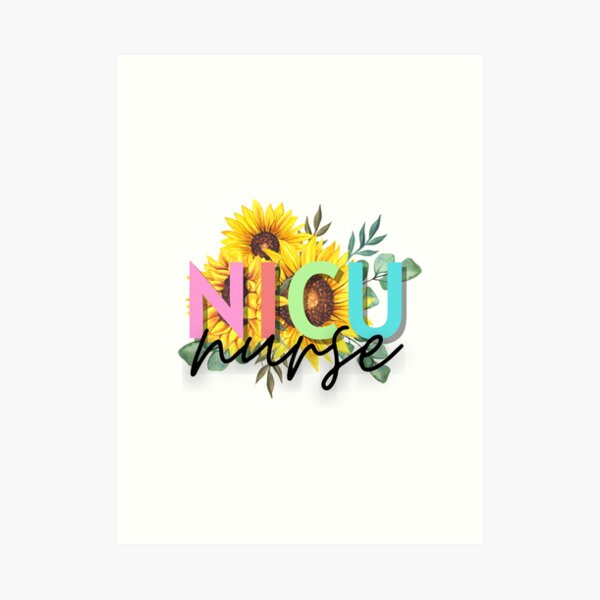 "NICU Nurse ICU Neonatal Boho Sunflower Team Tiny Humans Retro" Art Print for Sale by wanasak ...