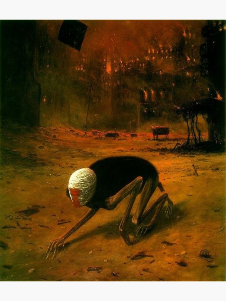 "crawling Death of zdzislaw beksinski art" Sticker for Sale by ...