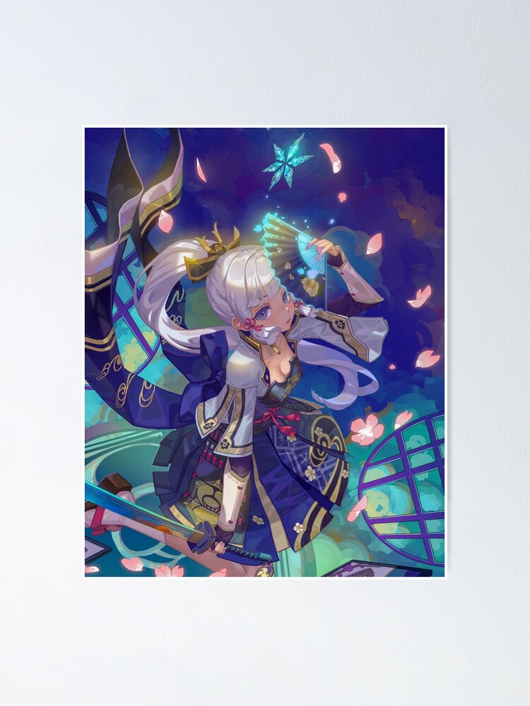 "Kamisato Ayaka Genshin Impact Inazuma Cryo Vision Anime Girl" Poster ...
