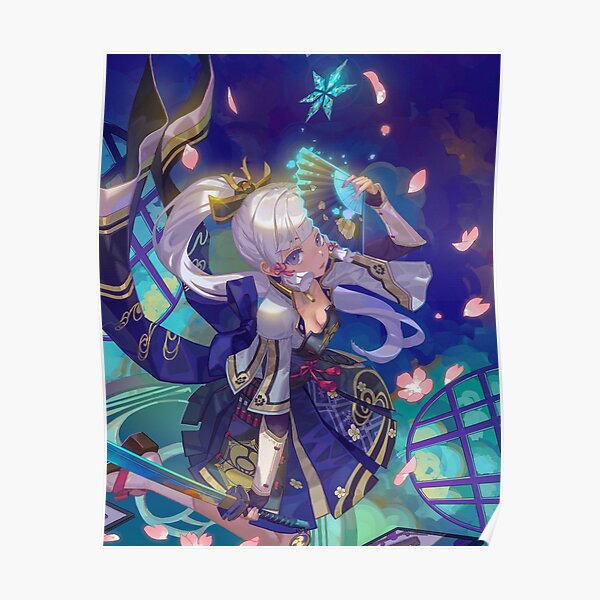 "Kamisato Ayaka Genshin Impact Inazuma Cryo Vision Anime Girl" Poster ...