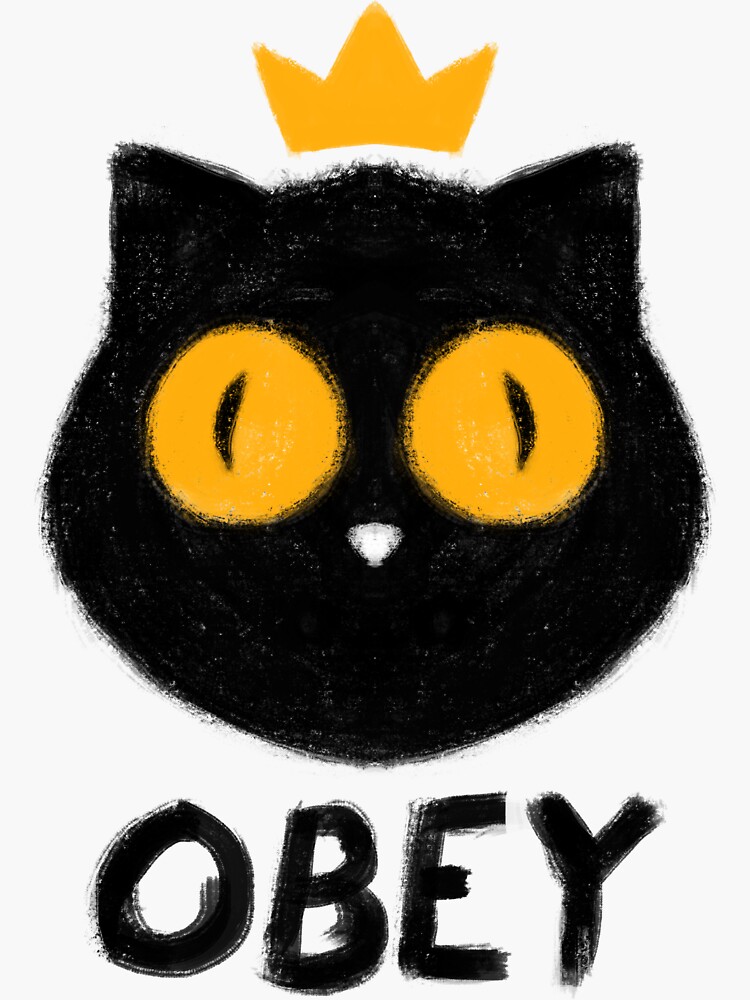 "Obey Cat King" Sticker by lugepuar | Redbubble