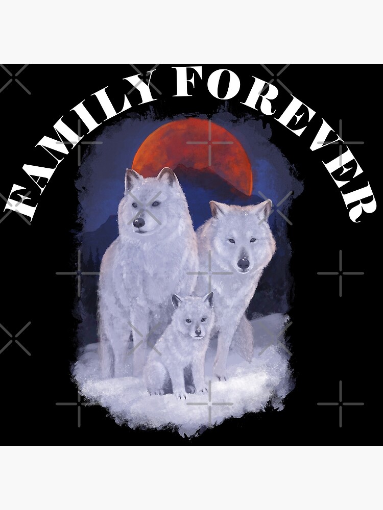 Lámina fotográfica «familia de lobos para siempre familia de lobos bajo ...