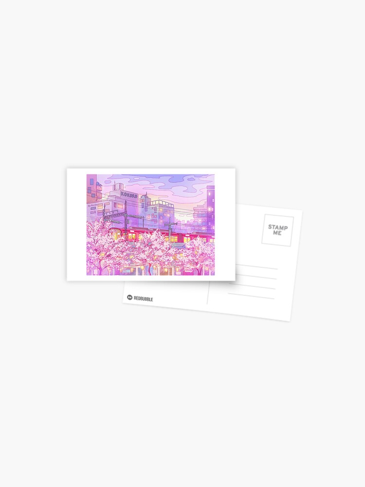 "The Tokyo city, train and the purple sunset" Postcard for Sale by ...
