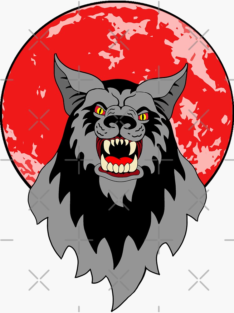 " Werewolf Red Moon" Sticker by Multiverse3D | Redbubble