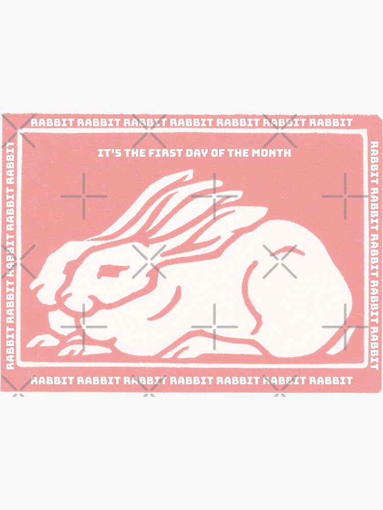"rabbit rabbit first day of the month pink and white" Sticker by ...