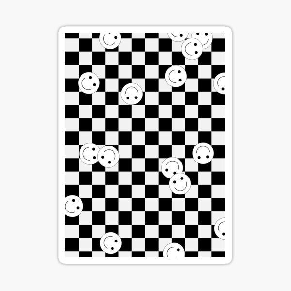 "Black Checkered Smiley Face" Sticker by ingridtank | Redbubble