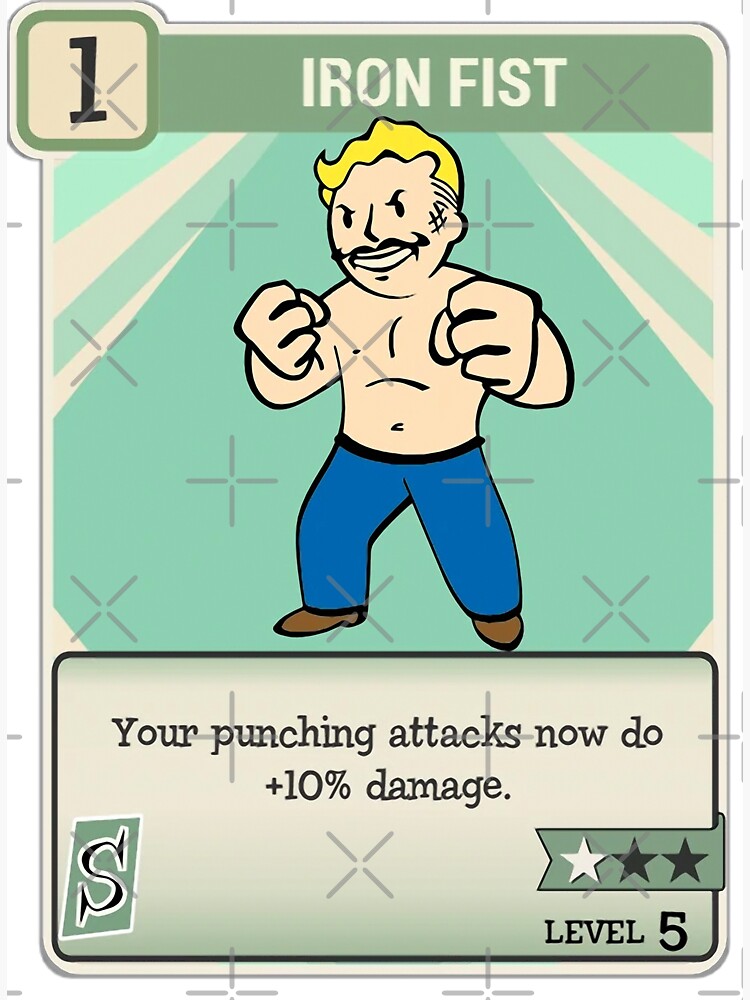 "Perks Cards Iron Fist Fallout 76" Sticker by Fallout-Lores | Redbubble