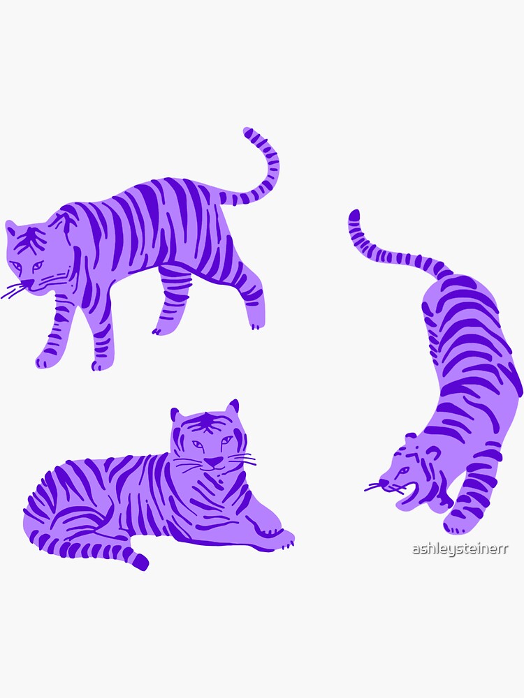 "Purple Tiger Sticker Pack" Sticker for Sale by ashleysteinerr | Redbubble