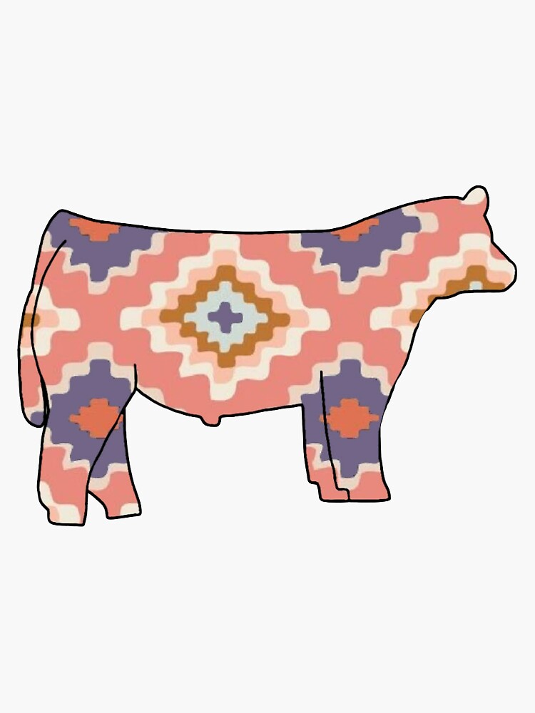 "Pink Aztec Show Steer " Sticker by thepigshowmen | Redbubble