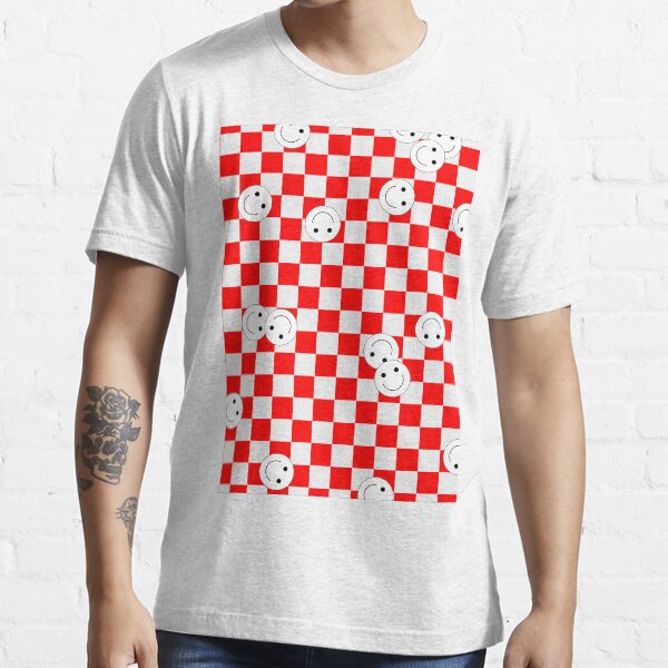 "Red Checkered Smiley Face" T-shirt for Sale by ingridtank | Redbubble ...
