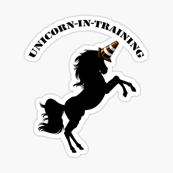 "Unicorn in Training" Sticker for Sale by MacBiteypants | Redbubble