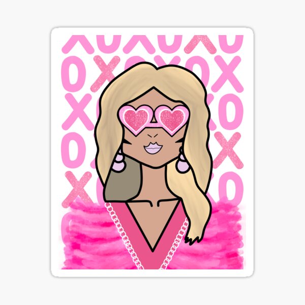 "Preppy pink funky girl " Sticker by mollsdesignss | Redbubble