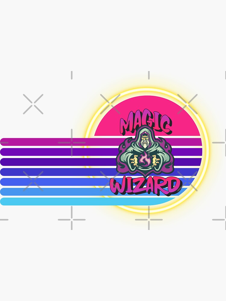 "Vintage Neon Magic Wizard Gaming Collection" Sticker for Sale by koko ...