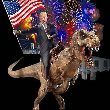 "Trump Riding A Dinosaur T Rex Support Trump" Essential T-Shirt for ...