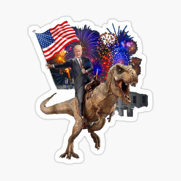 "Trump Riding A Dinosaur T Rex Support Trump" Sticker for Sale by ...