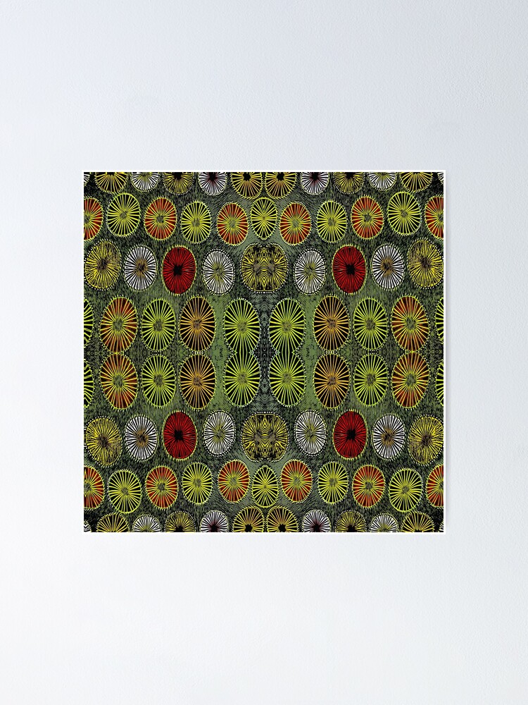 "African Circular Seamless Pattern in Green, Red, Yellow and Black ...