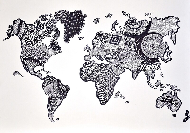 "Patterned Map ( Zentangle) " by bthistleart | Redbubble