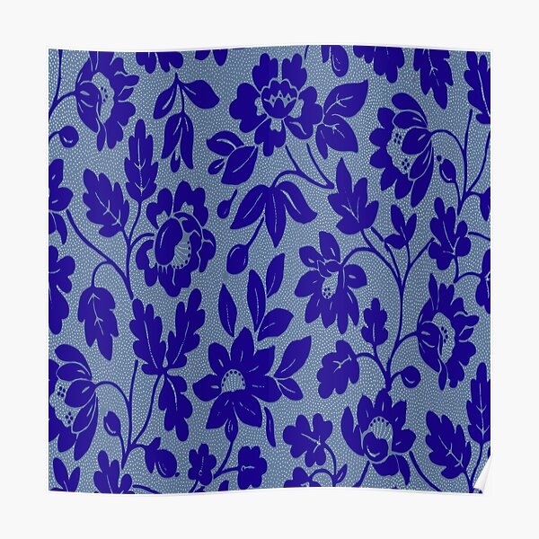 Poster « William Morris Blue Floral pattern , Victorian Leaves ...
