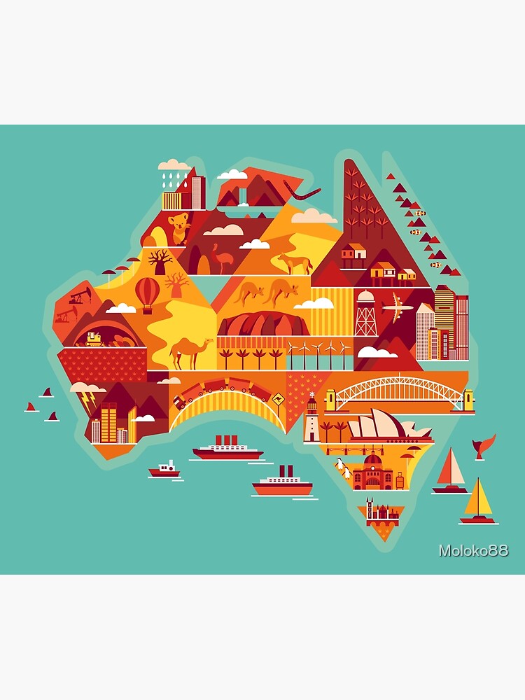 "Cartoon map of Australia" Art Print for Sale by Moloko88 | Redbubble