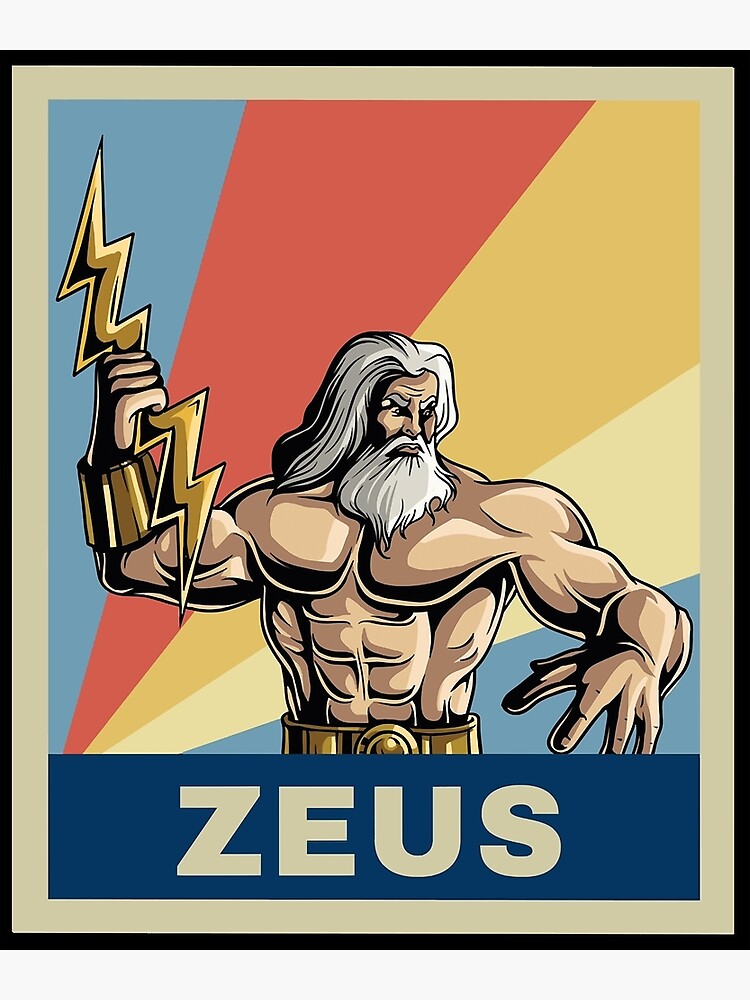 "Vintage Retro Zeus Greek Mythology Gift Poster" Poster for Sale by ...