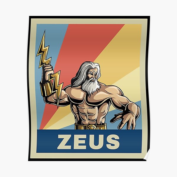"Vintage Retro Zeus Greek Mythology Gift Poster" Poster for Sale by ...