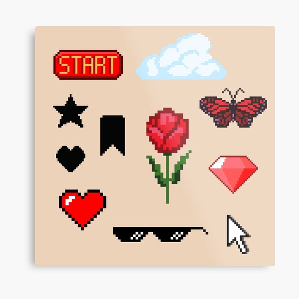 "Cute pixels, sticker pack" Metal Print for Sale by beskrajem | Redbubble