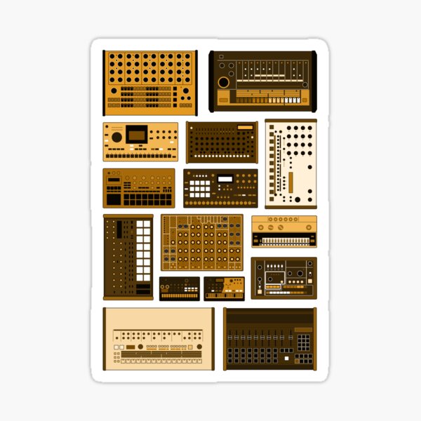 "Drum Machine Ensemble" Sticker for Sale by AtomicMalibu | Redbubble
