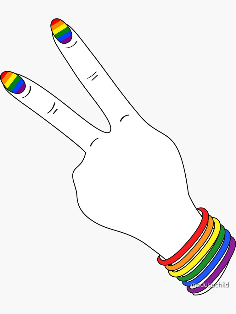 "LGBTQ+ Rainbow Pride Peace Sign" Sticker by medusachild | Redbubble
