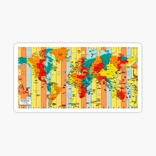 "Time zone map" Sticker by m-j-k-a-i | Redbubble