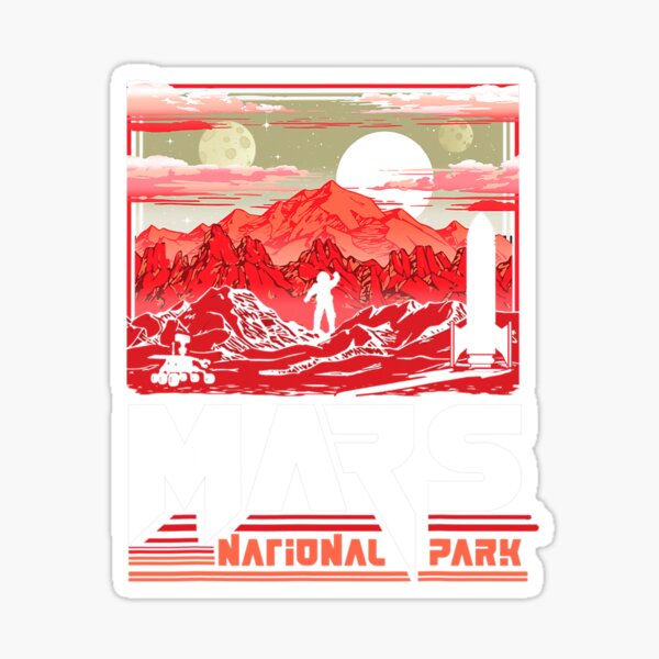 "Mars National Park Sci Fi Martian Exploration Space Pocket" Sticker ...