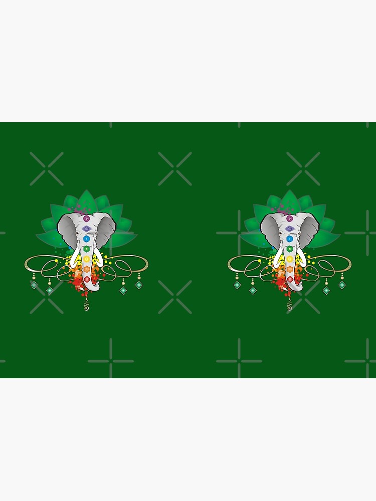 "Elephant aligned Chakras on Green Lotus chakra heart Anahata gold ...