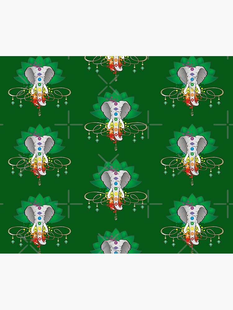 "Elephant aligned Chakras on Green Lotus chakra heart Anahata gold ...
