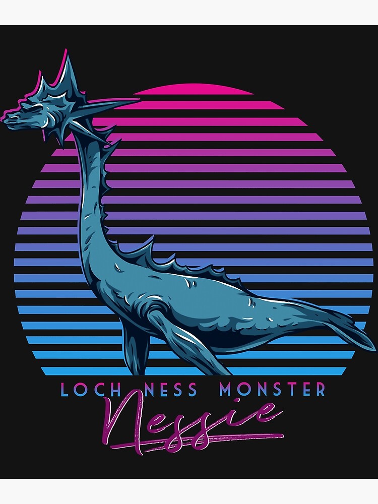"Vintage Retro Neon 80s Loch Ness Monster Nessie Gift Sticker" Poster ...