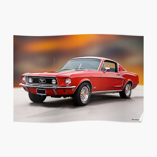 "1968 Ford Mustang GT Fastback II" Poster for Sale by DaveKoontz ...