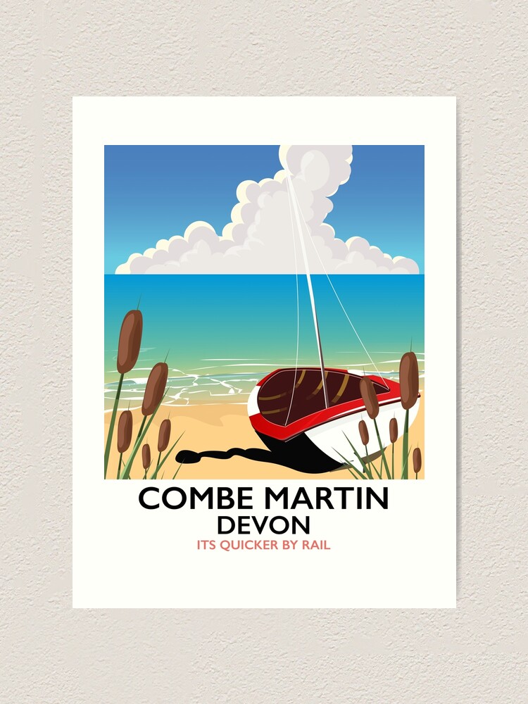 "Combe Martin Devon " It's Quicker By Rail"" Art Print for Sale by ...