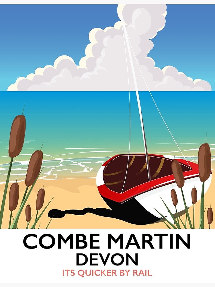 "Combe Martin Devon " It's Quicker By Rail"" Art Print for Sale by ...