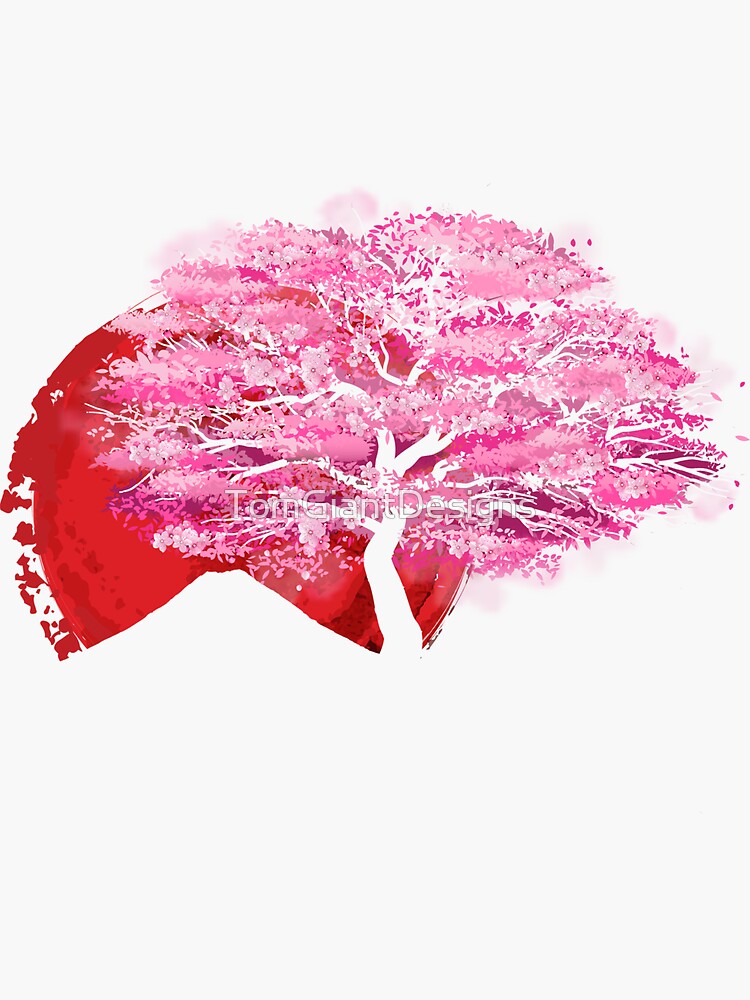 "Sakura Japan Flag Cherry Blossom Tree Japanese Art Nature" Sticker for ...