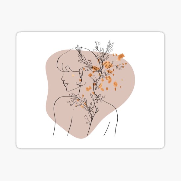 "Flower women art. Minimalist art. One Line Flower Head. Flower Head ...