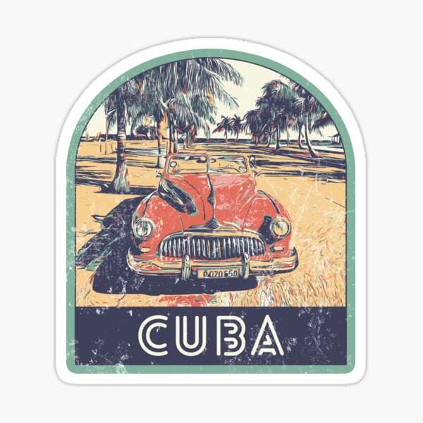 "Cuba Caribbean vintage travel decal vintage car" Sticker by Lemomo-Geo ...
