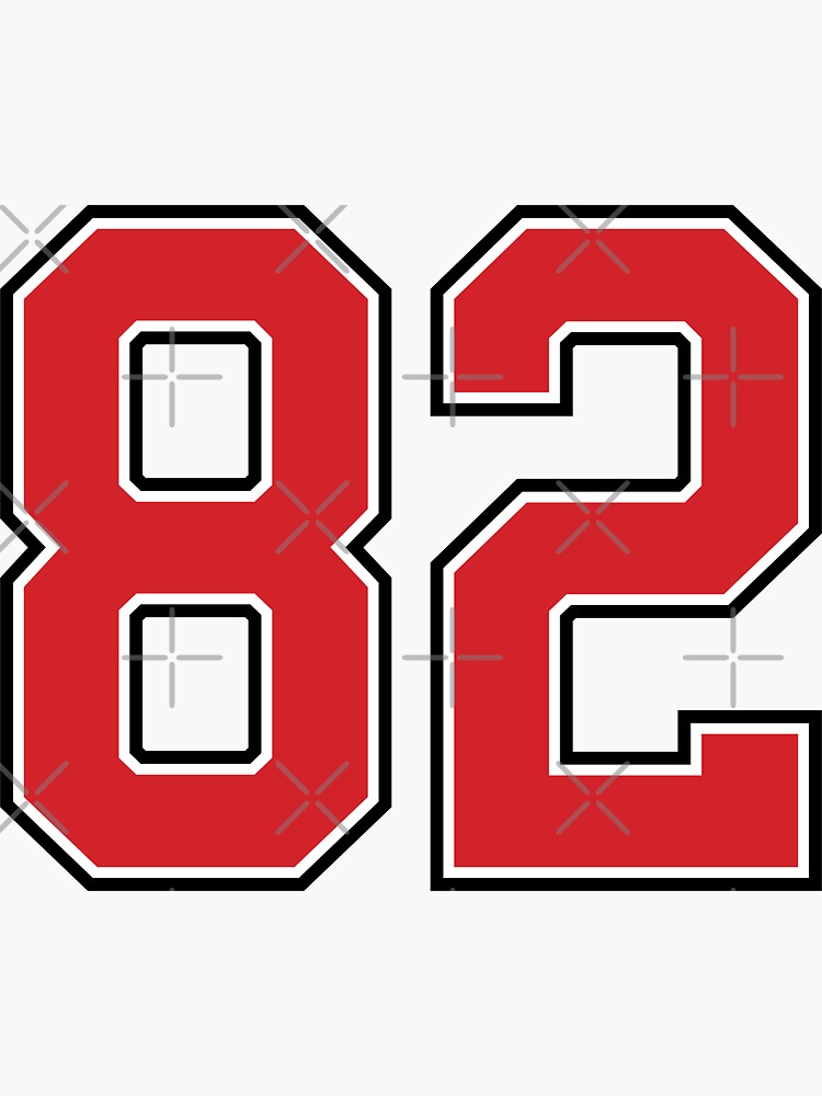 "Sports Number 82, red black color lucky sport eighty two" Sticker by ...
