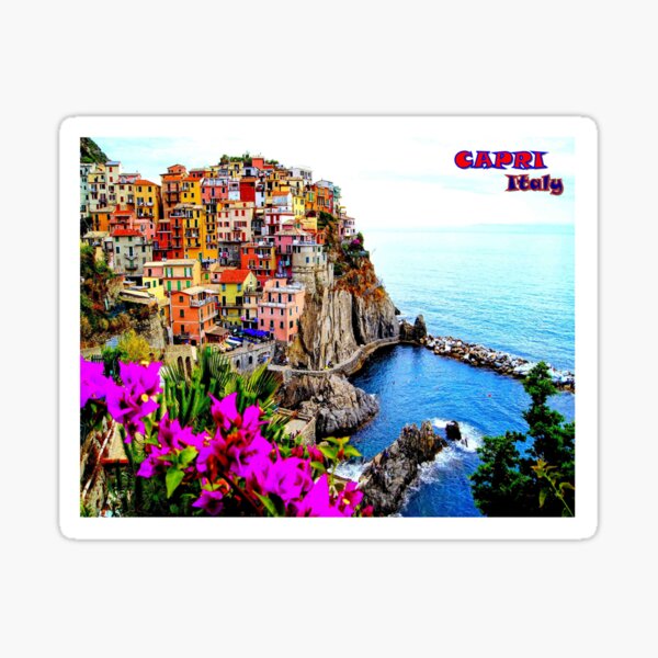 "CAPRI : Vintage Travel and Tourism Print" Sticker by posterbobs ...