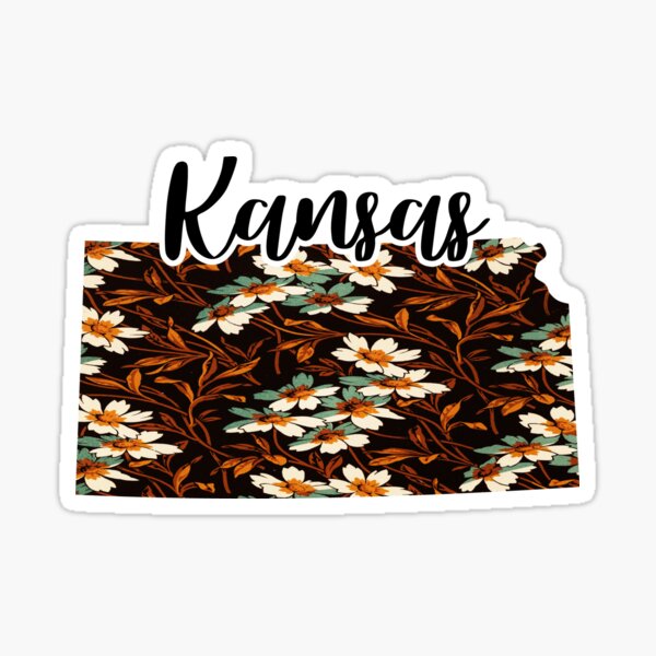 "Floral Map of USA States Kansas - Map of Kansas" Sticker for Sale by ...