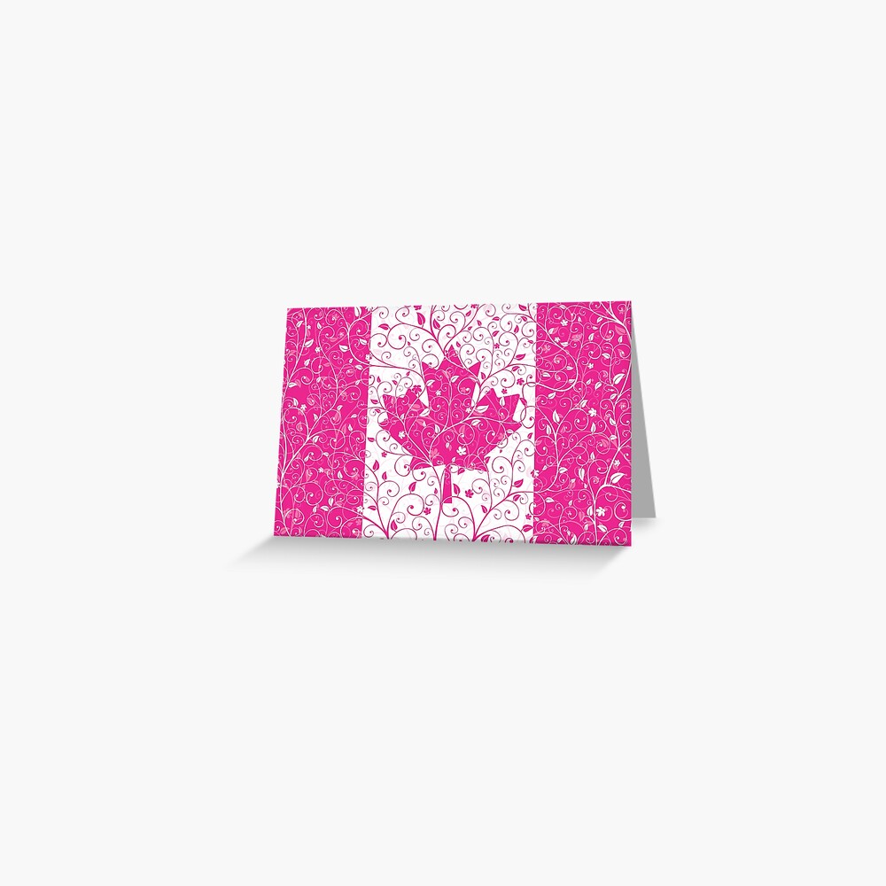 "Pink Floral Canadian Flag" Greeting Card for Sale by jamieleeart ...